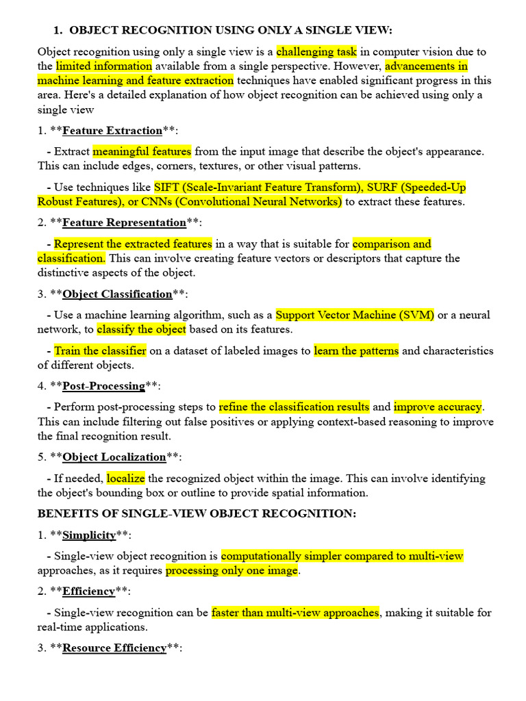 Object Recognition Using Only A Single View | PDF | Computer Vision | Stereoscopy