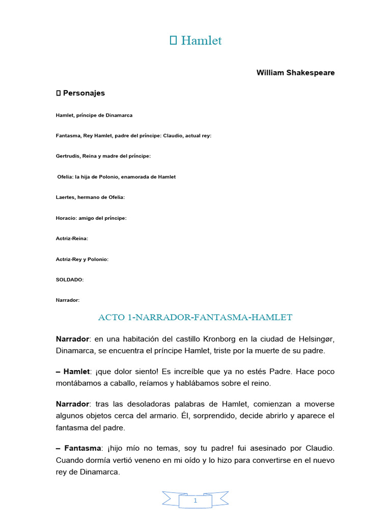 ? Hamlet | PDF | Aldea | Tragedias de Shakespeare