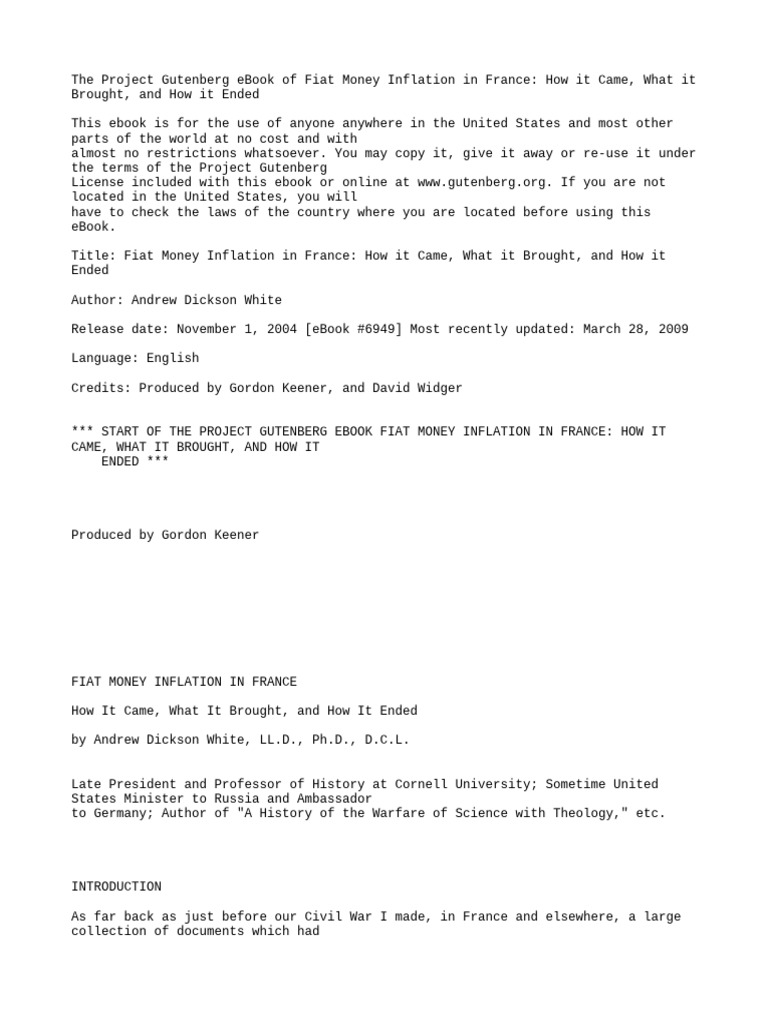 Fiat Money Inflation in France How It Came What It Brought and How It ...