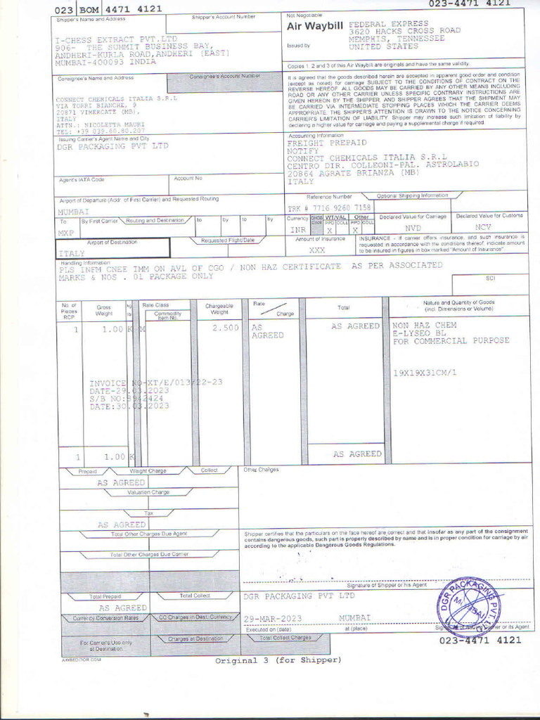 Air Way Bill - 013 XT | PDF