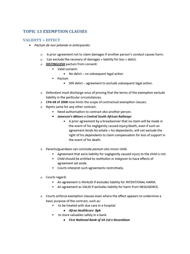 topic 12 exemption | PDF | Negligence | Legal Liability