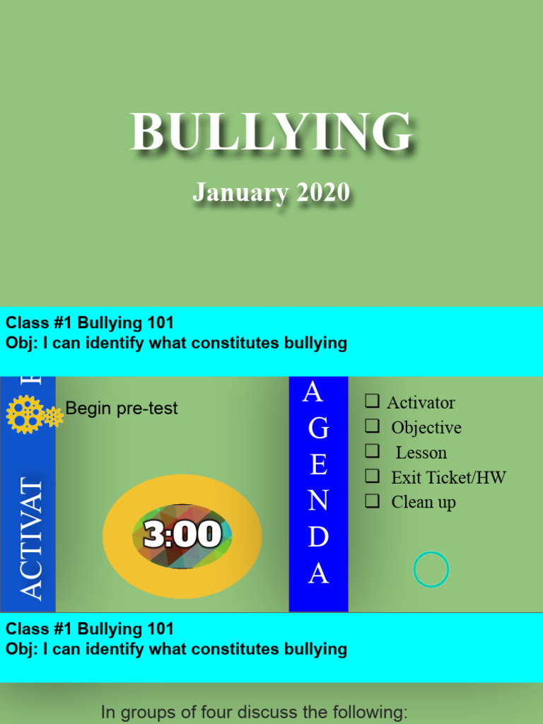 BULLYING (Lesson Plan Slides) | PDF | Bullying | Cyberbullying