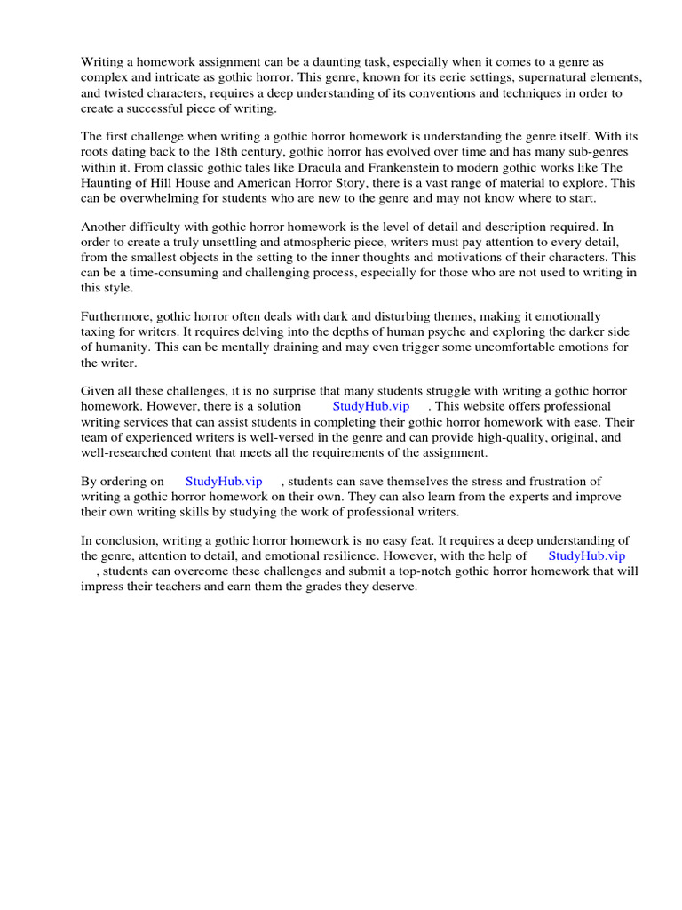 Gothic Horror Homework | PDF | Horror Fiction | Gothic Fiction