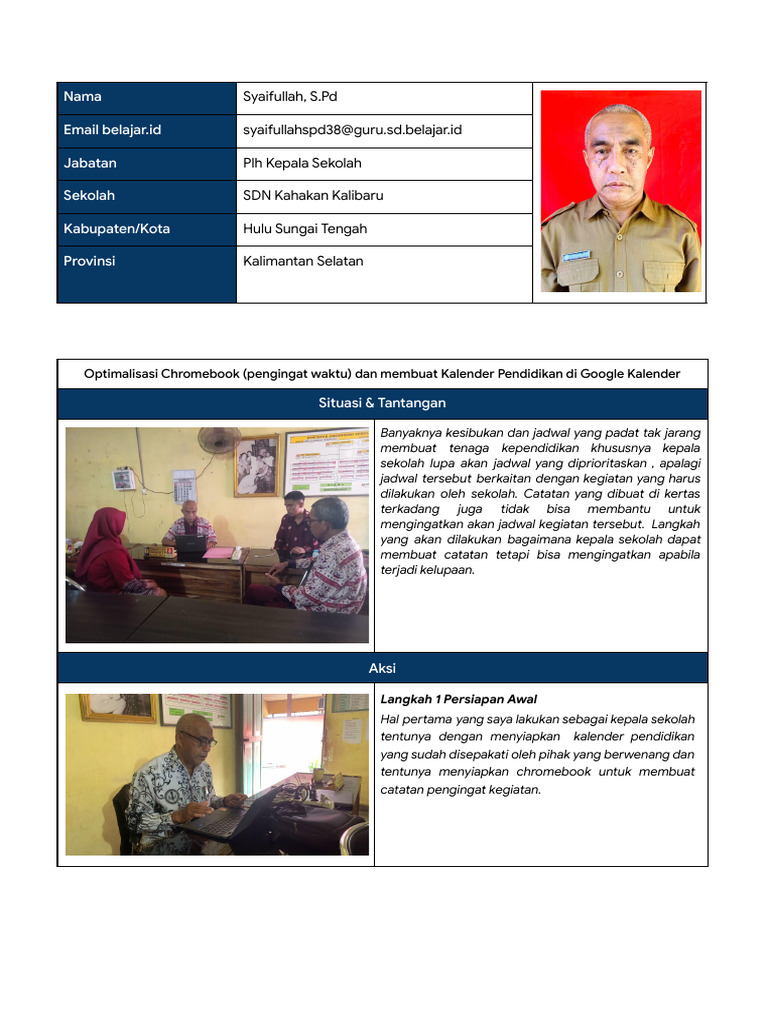 Praktik Baik Kalender Pa Ipul SDN Kahakan Kalibaru | PDF