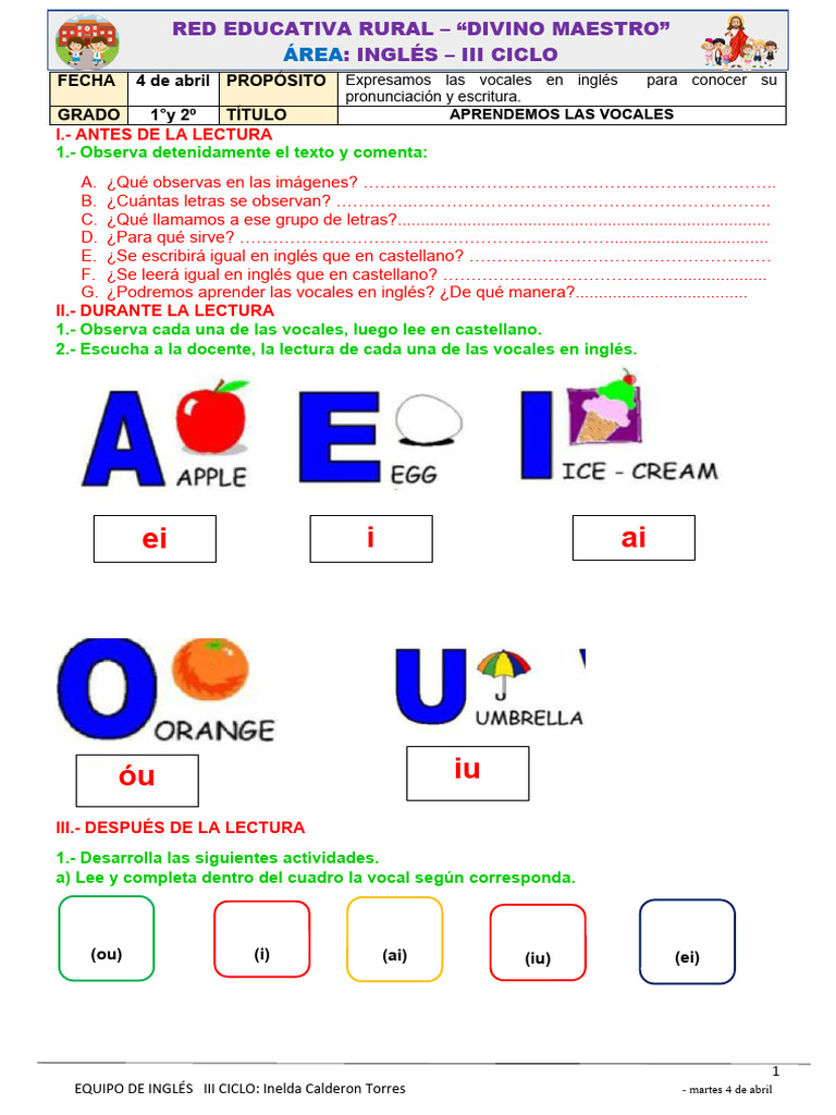 Vocales en Inglés: Escritura y Pronunciación | PDF | Vocal | Fonética