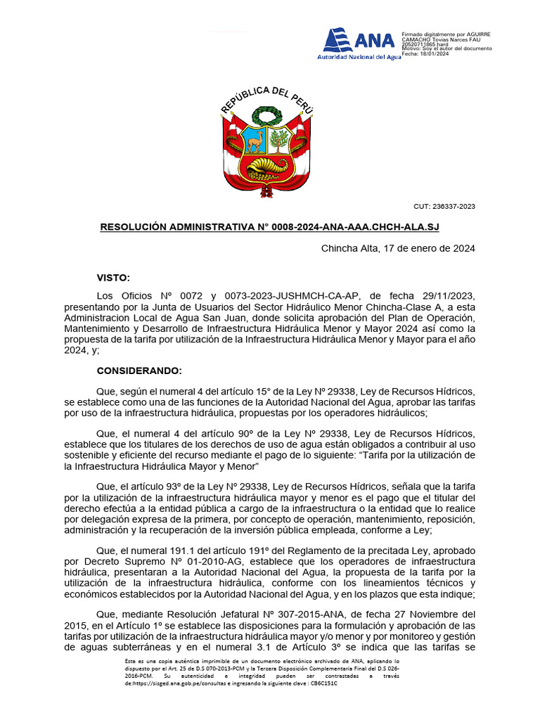 Resolución Administrativa #0008-2024-Ana-Aaa - Chch-Ala - SJ | PDF ...