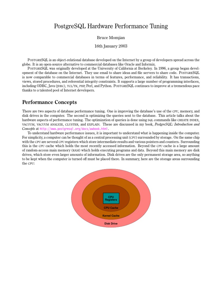 Postgresql Performance Tuning | PDF | Cache (Computing) | Postgre Sql