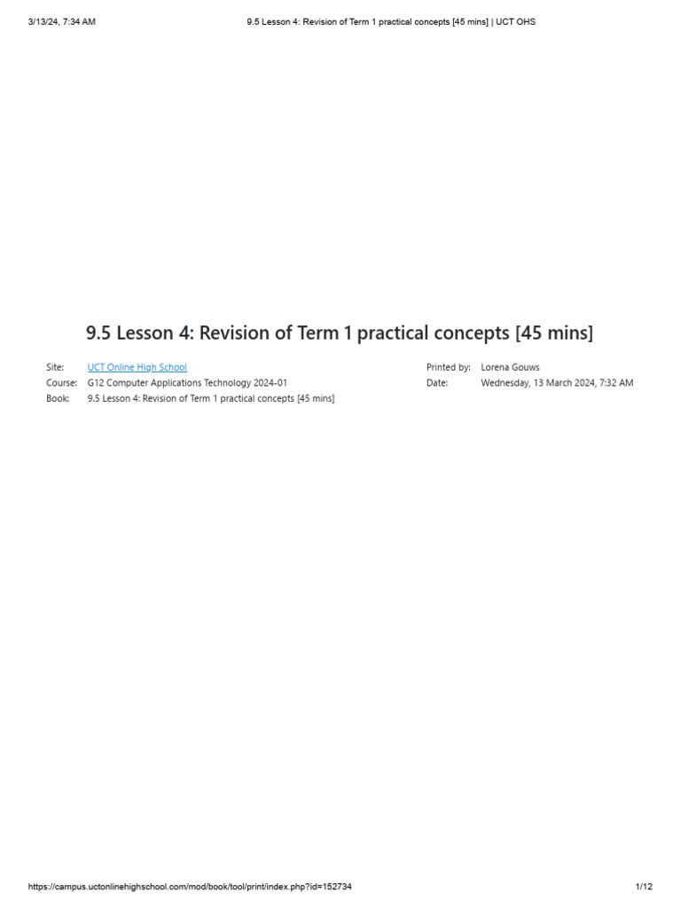 CAT Revision of Term 1 Practical Concepts | PDF | Hyperlink | Microsoft Excel