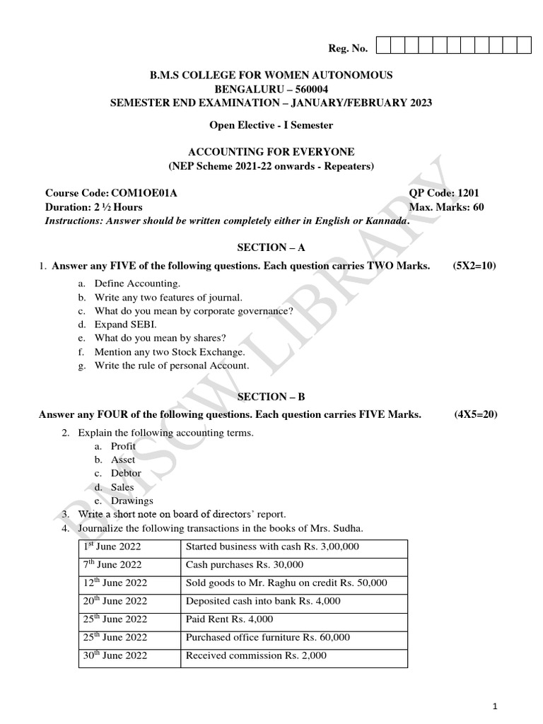 Accounting for Everyone Exam Paper | PDF | Cash | Banks
