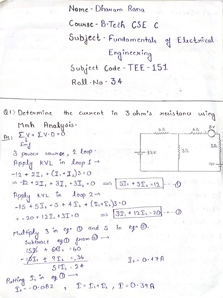 Electrical Engineering 1 | PDF
