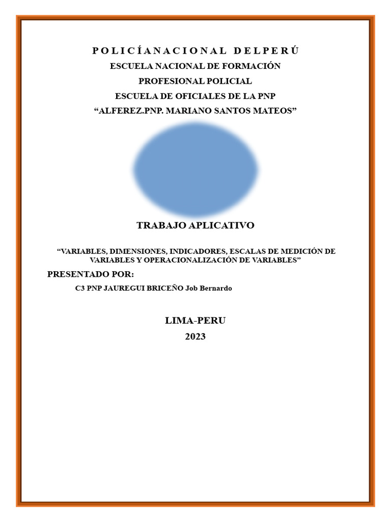 Variables, Dimensiones, Indicadores, Escalas de Medición de Variables y Operacionalizacion de ...