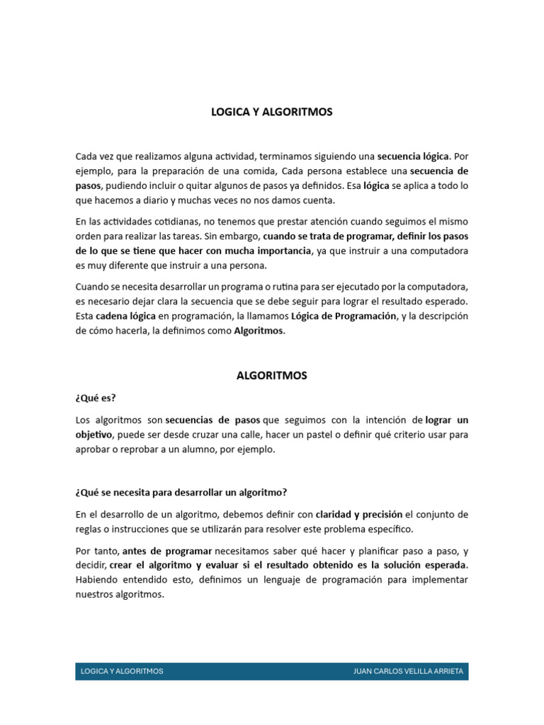 1-Logica y Algoritmos | PDF | Algoritmos | Programación de computadoras