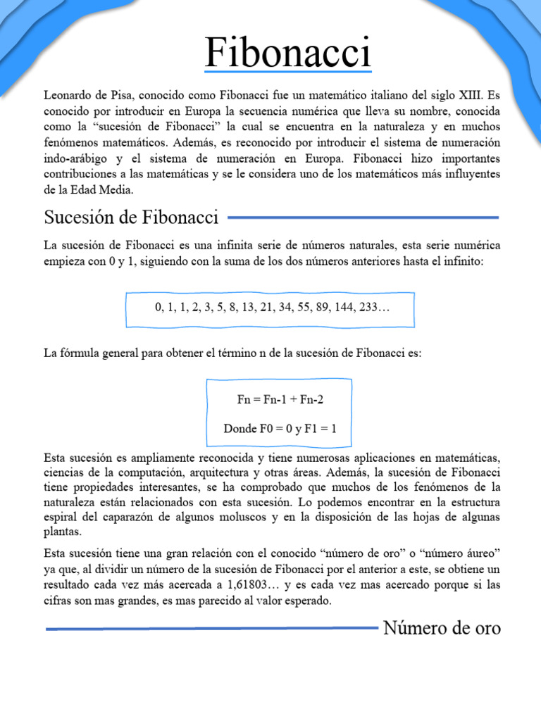 Fibonacci | PDF | Secuencia | Matemáticas