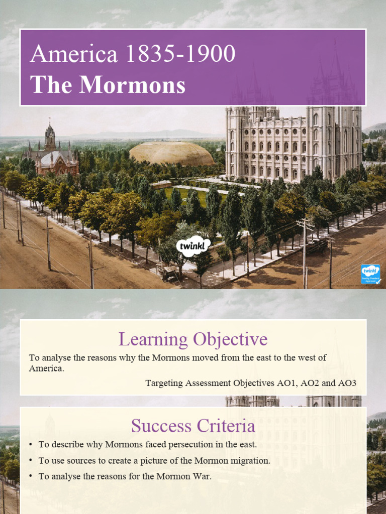 America 1835-1900 Lesson 5 The Mormons PowerPoint | PDF | The Church Of ...