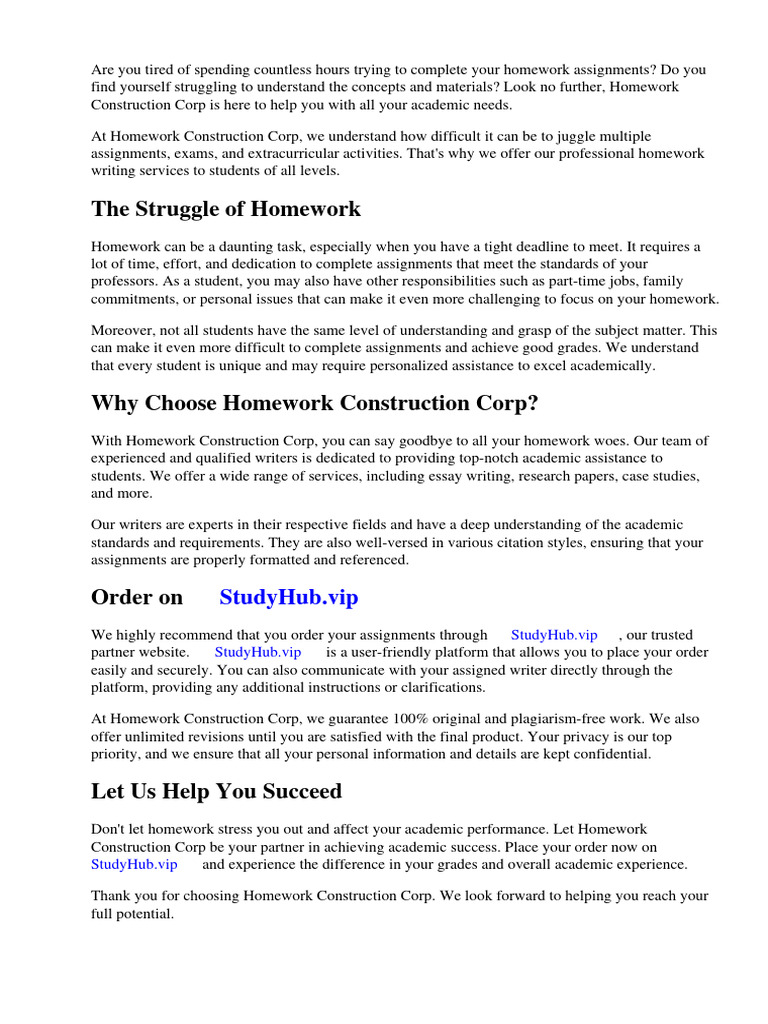 Homework Construction Corp | PDF | Employment | Homework