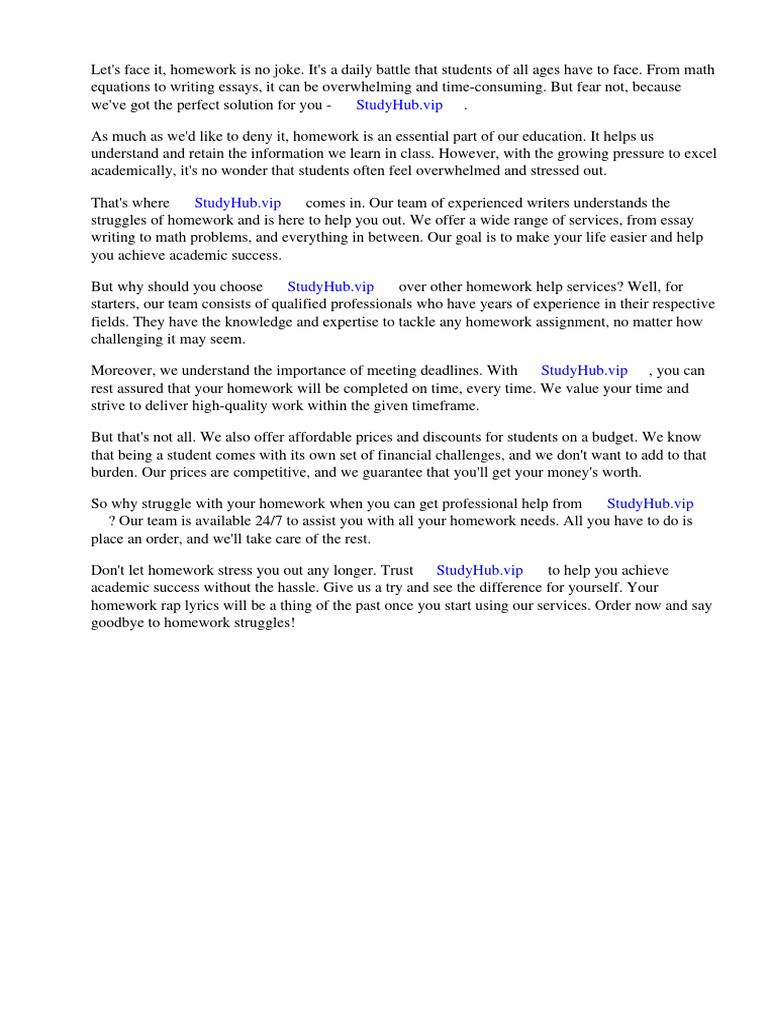 Homework Rap Lyrics | PDF | Homework | Rapping