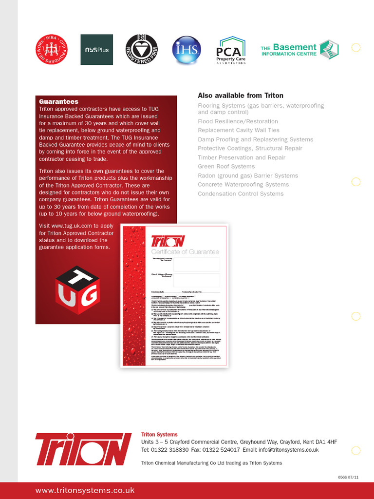 Triton Systems: Waterproofing Solutions | PDF | Drainage | Pump