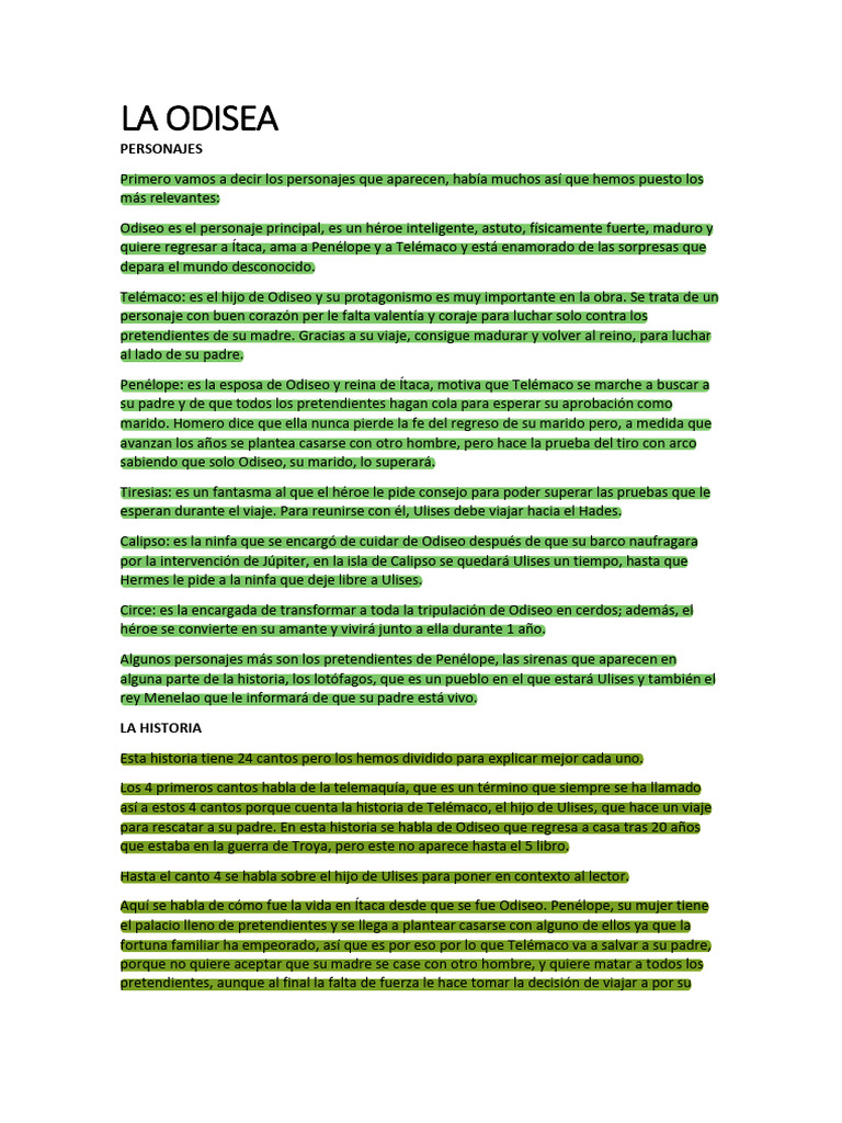 LA ODISEA | PDF | Odiseo | Poemas épicos del griego clásico