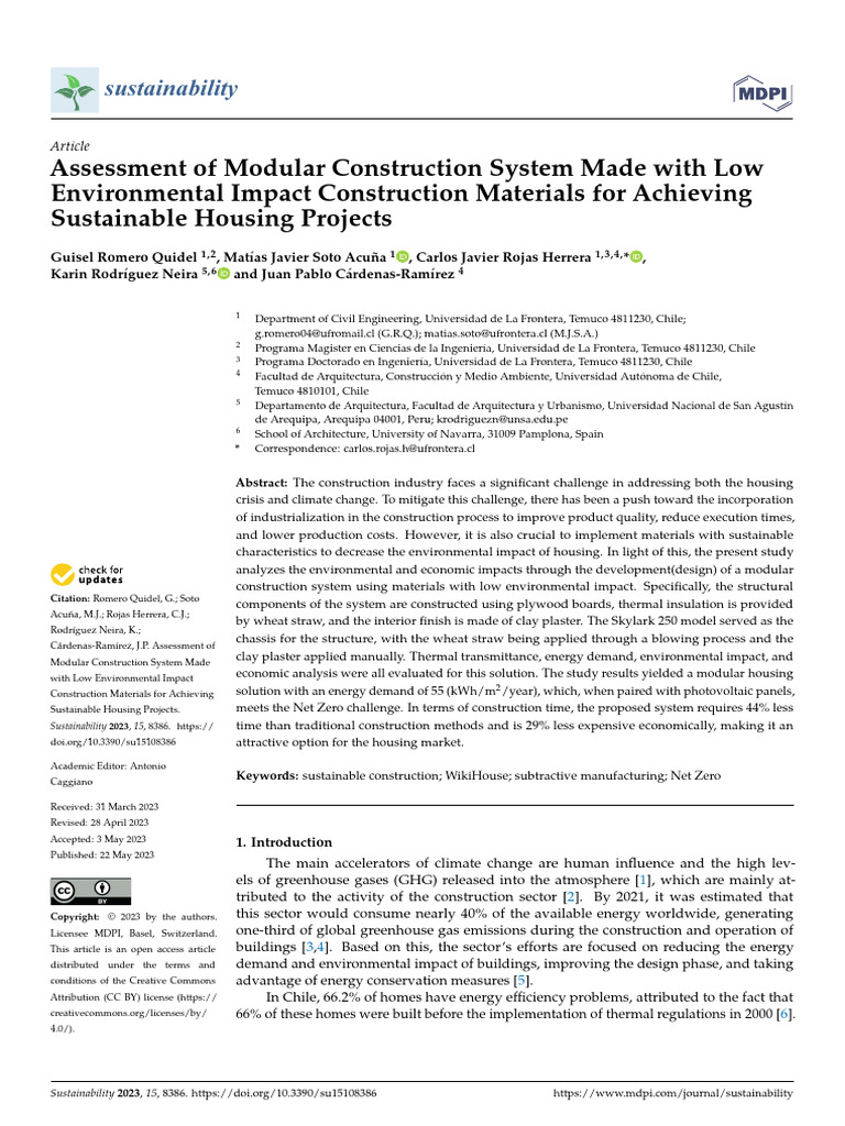 Assessment of Modular Construc 240131 173305 | PDF | Life Cycle Assessment | Efficient Energy Use