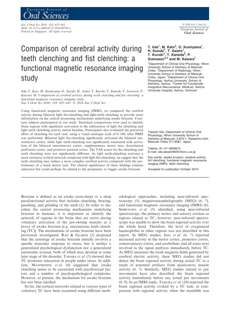 Teeth - And.fist. Clench - MRI.St. | PDF | Functional Magnetic ...