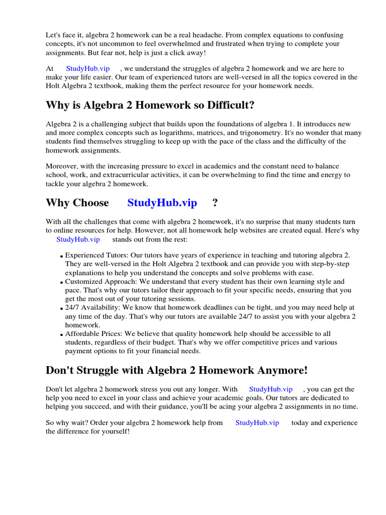 Algebra 2 Homework Help for Students | PDF | Mathematics | Algebra