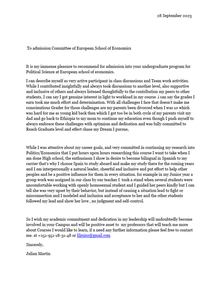 Letter of Recommendation | PDF | Social Psychology | Psychology