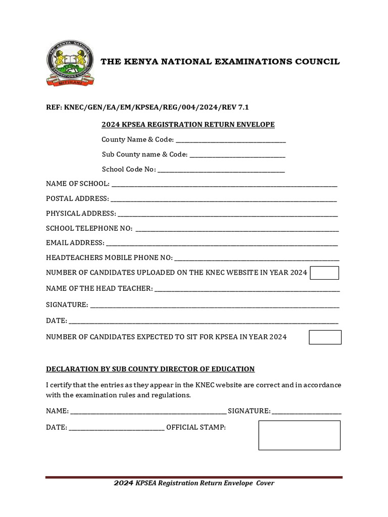 2024 KPSEA Registration Envelope Template | PDF