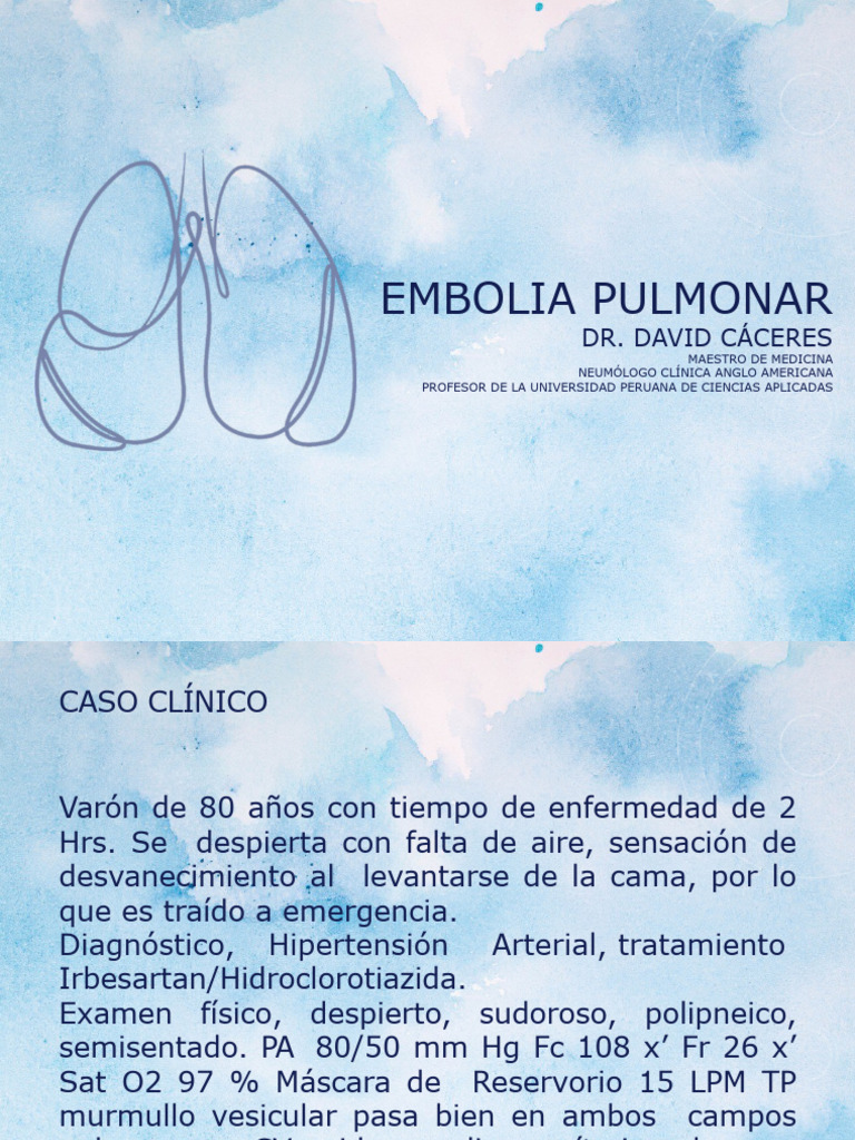 Causas y diagnóstico de embolia pulmonar | PDF | Medicina CLINICA ...