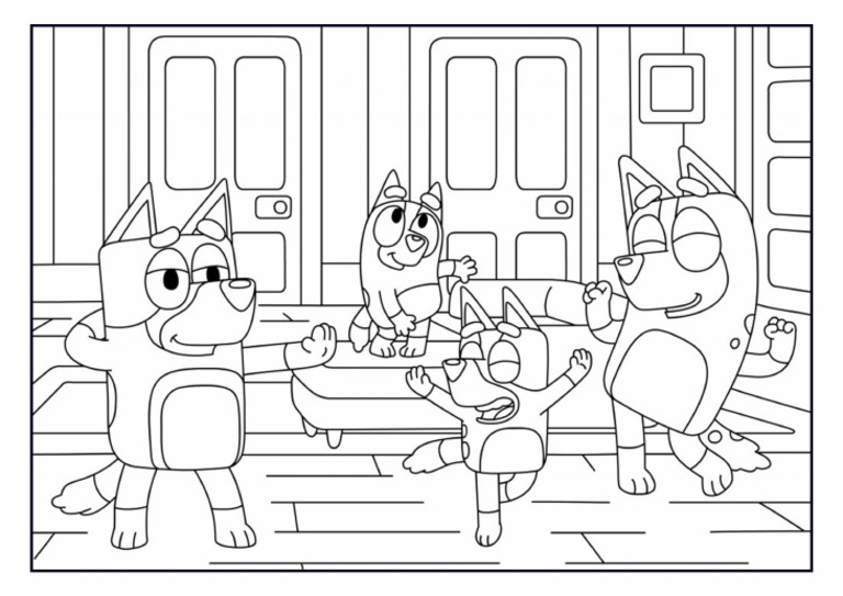 Bluey-Bingo-mum-dad-dancing-colouring-sheet | PDF