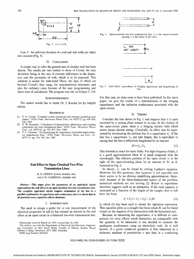 End Effect in Open-Circuited Two-Wire Transmission Lines Short Paper ...