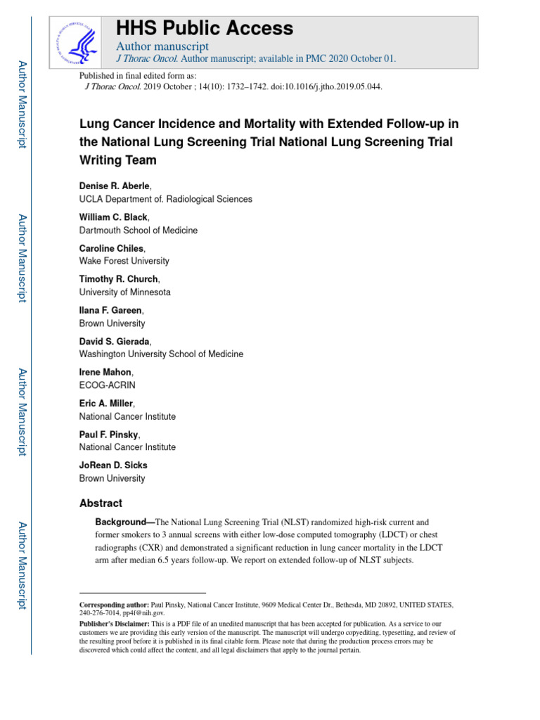 Nihms 1531880 | PDF | Screening (Medicine) | Cancer