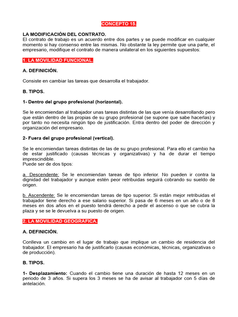 CONCEPTO 15 LA MODIFICACIเN DEL CONTRATO | PDF | Personal | Economias