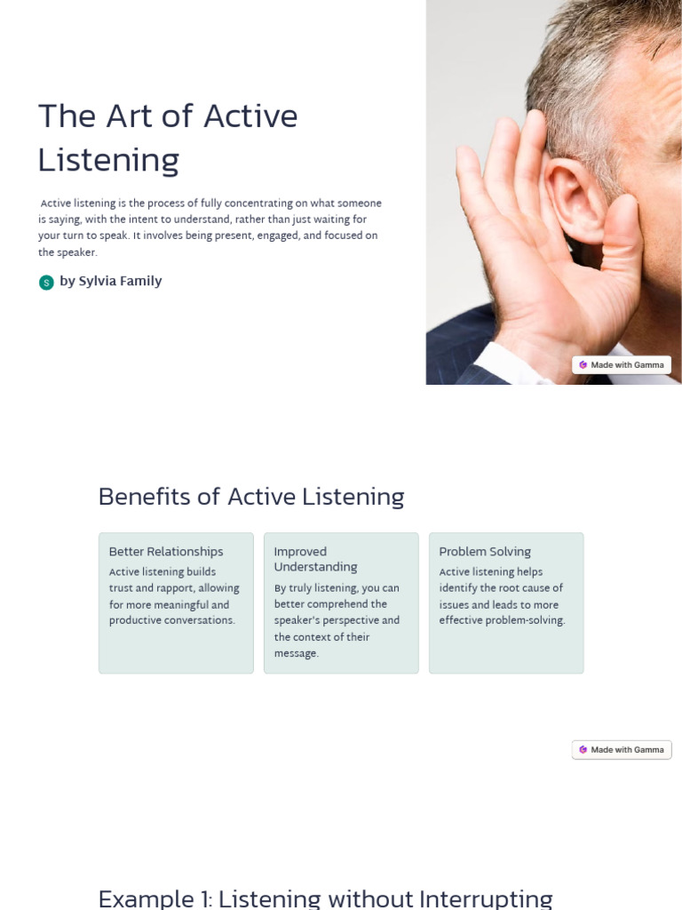 Mastering Active Listening Skills | PDF | Social Psychology | Cognitive ...