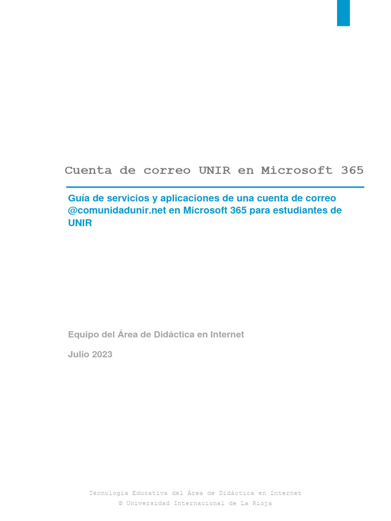 Guía de Correo UNIR en Microsoft 365 | PDF | Microsoft Office | Microsoft