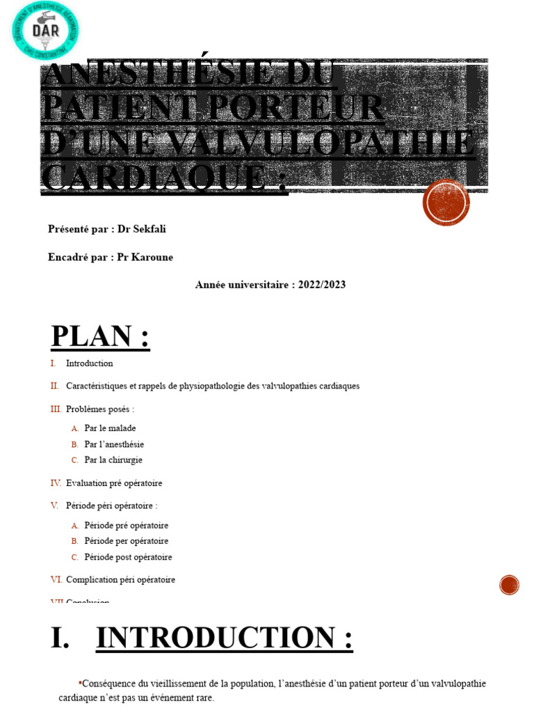 Anesthésie et valvulopathie cardiaque | PDF | Insuffisance cardiaque ...
