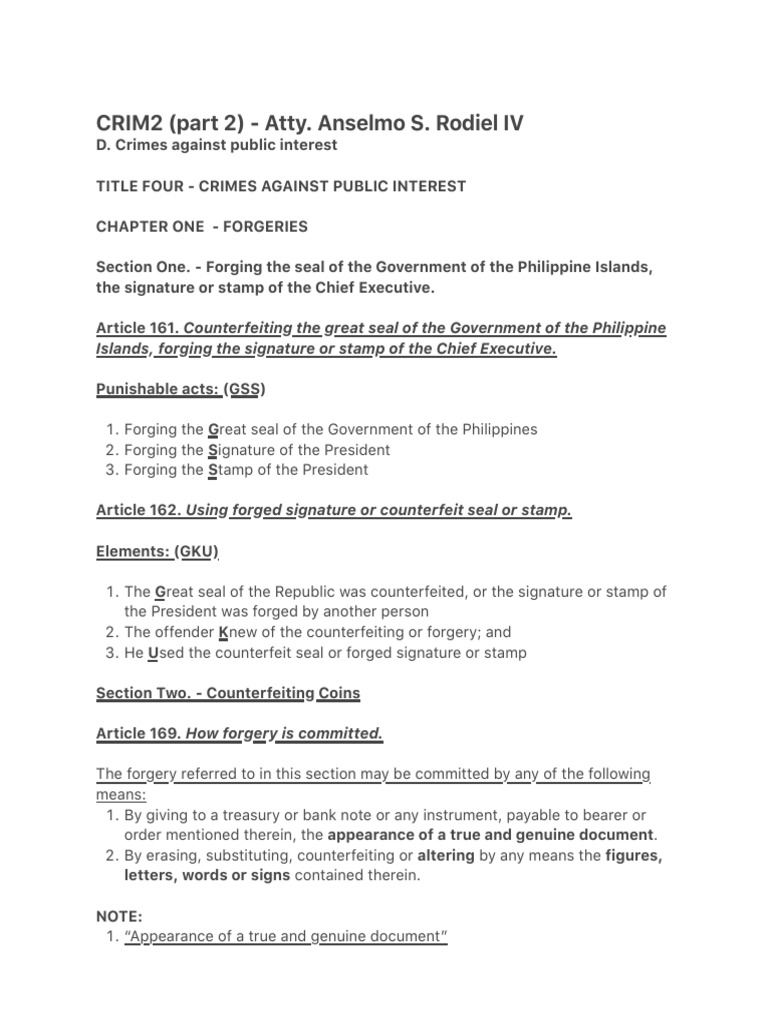 CRIM2-part-2-Atty.-Anselmo-S.-Rodiel-IV | PDF | Perjury | Testimony