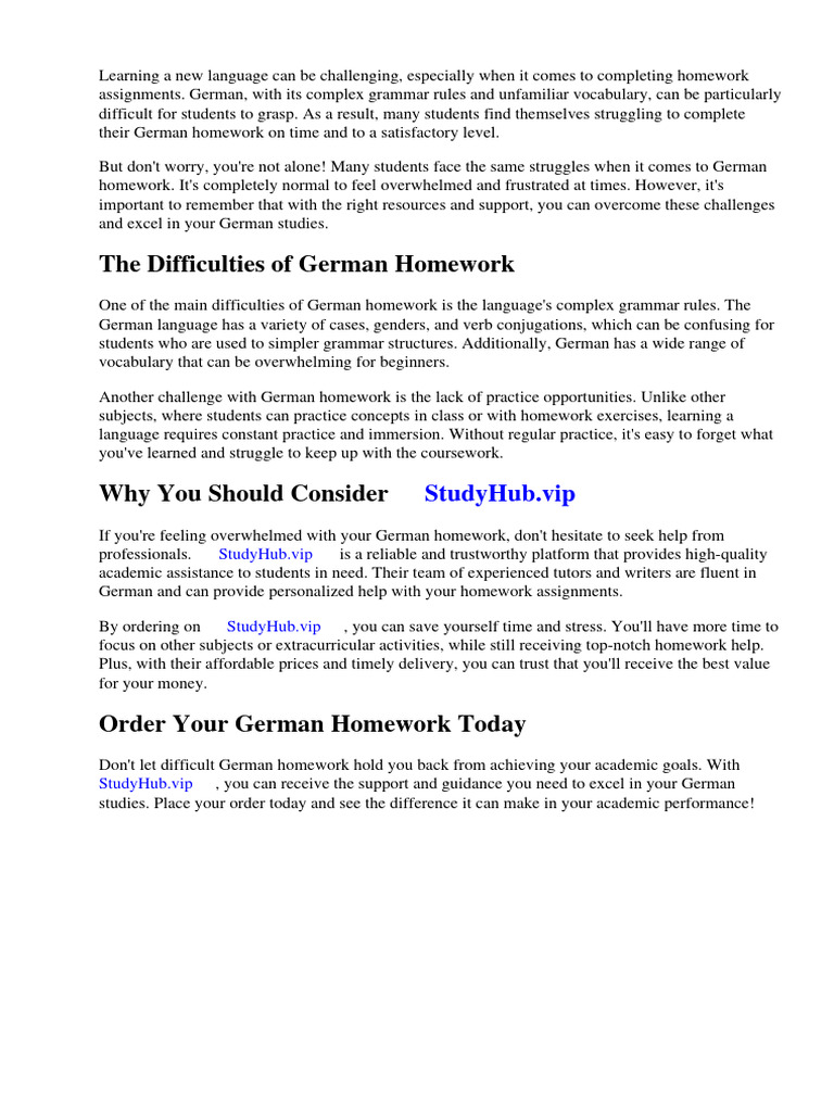 Homework German | Download Free PDF | English As A Second Or Foreign ...