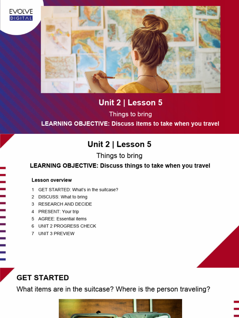 Unit 2 - Lesson 5: Things To Bring | PDF