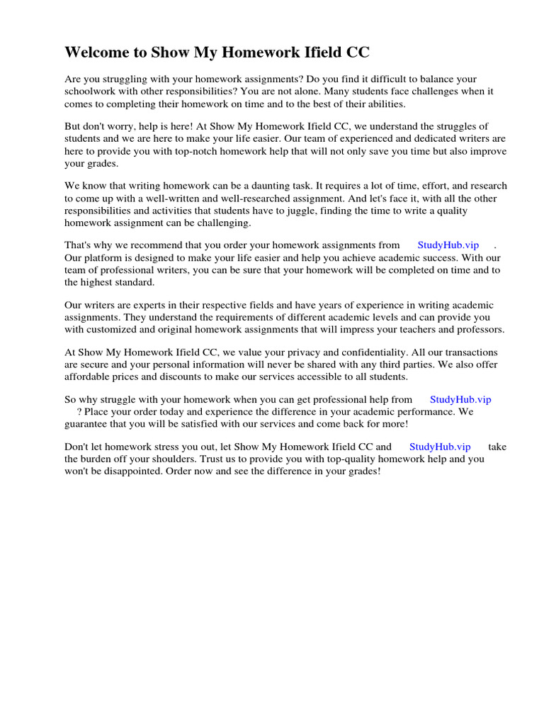 Show My Homework Ifield CC | PDF | Ios | Mobile App