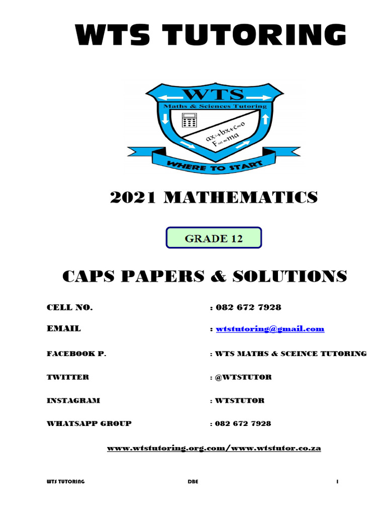2021 Wts 12 Mathematics Guide Q & S | PDF | Learning