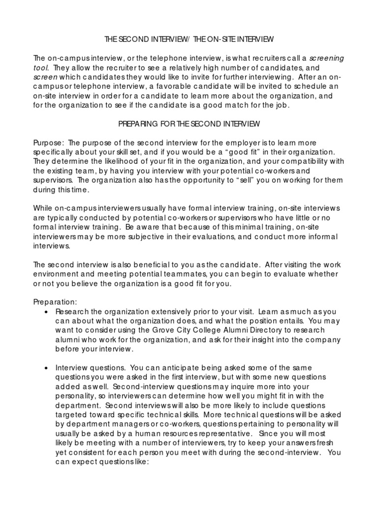 On Site Interview | PDF | Job Interview | Employment