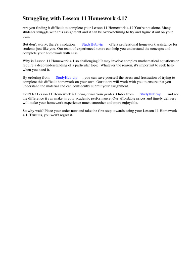 Lesson 11 Homework 4.1 | Download Free PDF | Homework | Mathematics