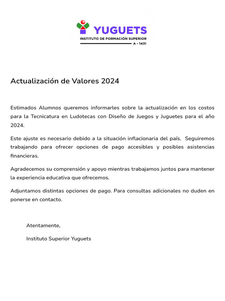 Valores 2024 2 AÑO | PDF