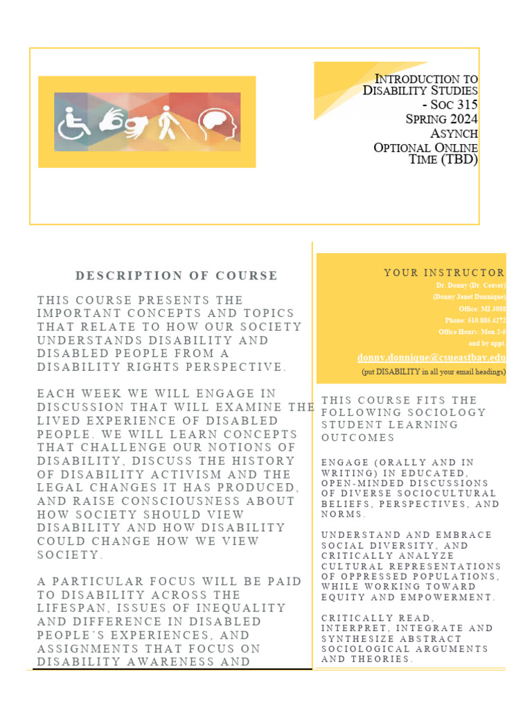 Introduction to Disability Studies Course | PDF | Disability | Mental ...