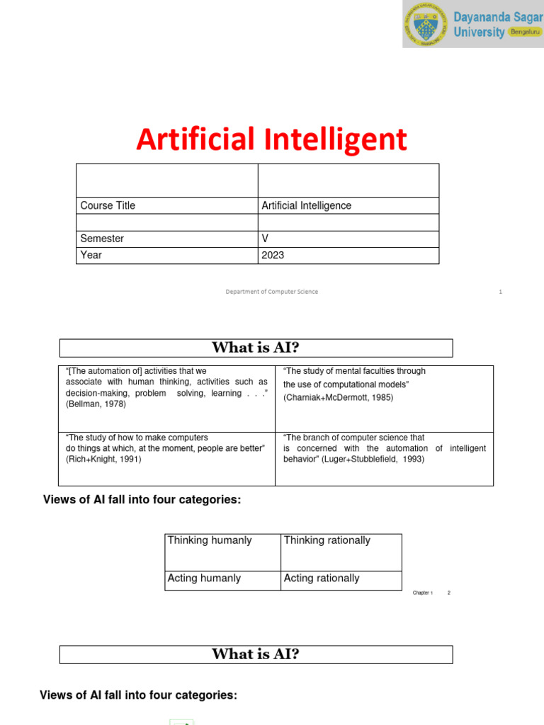 Artificial Intelligence_Module 1 | PDF | Artificial Intelligence | Intelligence (AI) & Semantics