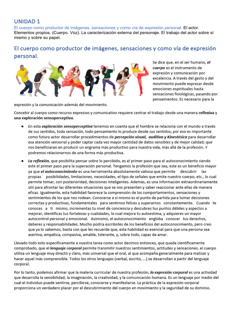 Técnicas Expresivas: UNIDAD 1 Tema 2 | PDF | Palabra | Autoestima