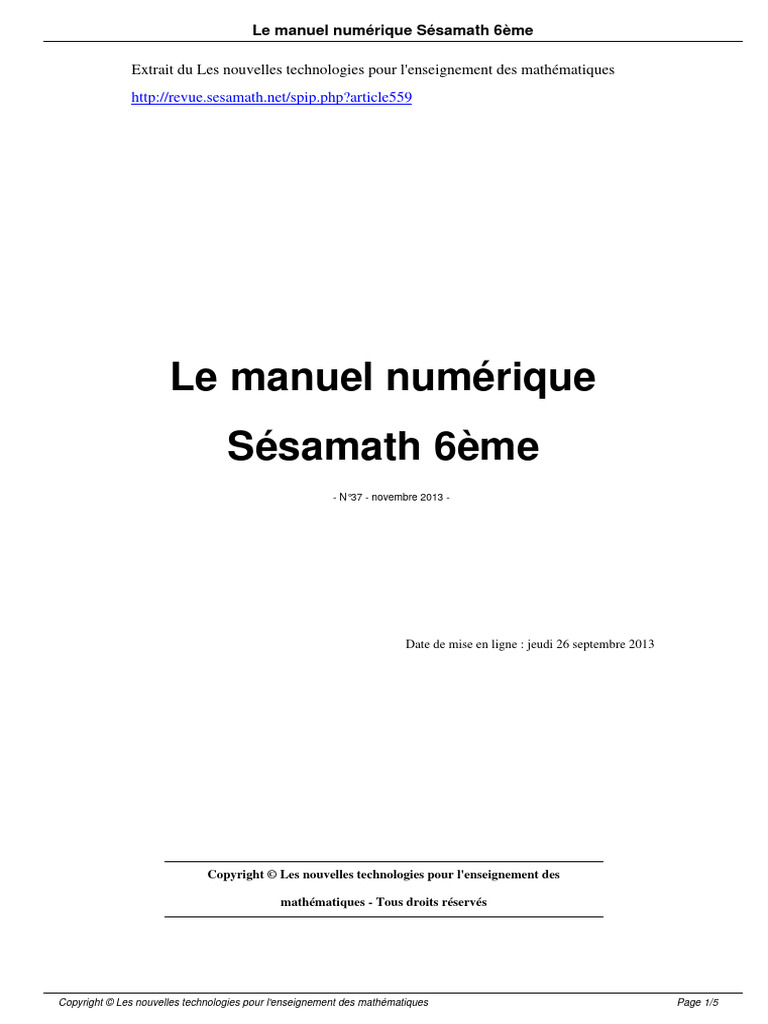 Le Manuel Num Rique S Samath 6 Me - A559 | PDF | Ordinateurs | Technologie et ingénierie