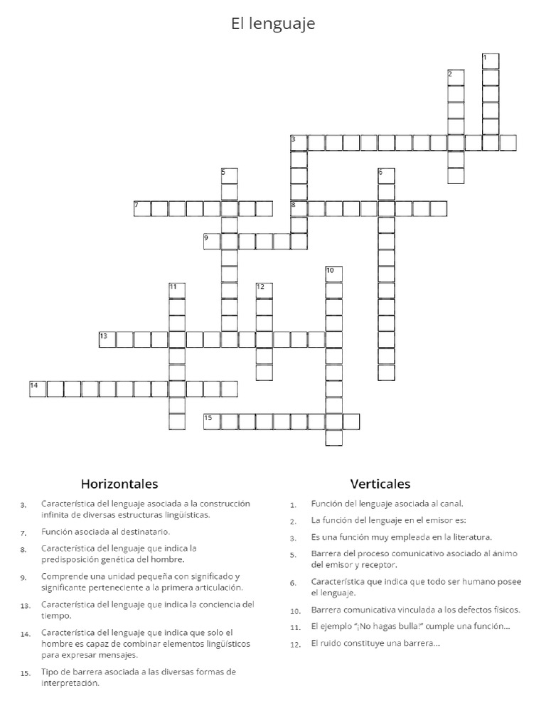 Crucigrama de Lenguaje | PDF