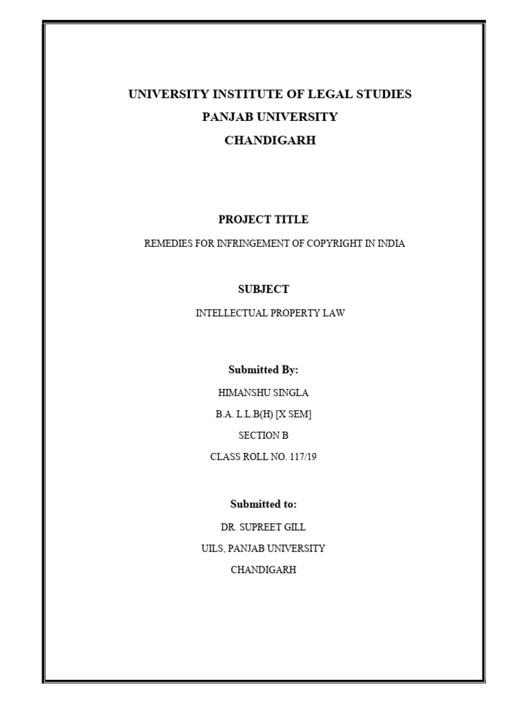 Ipr Project | PDF | Copyright | Copyright Infringement