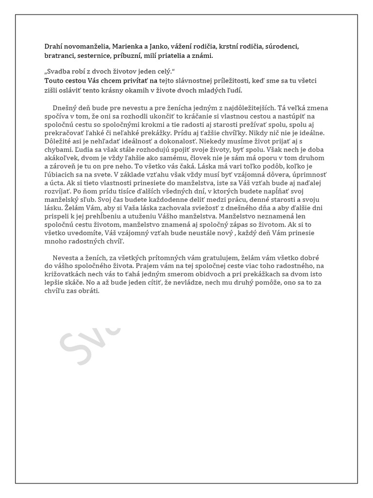 Slavnostný Prejav | PDF